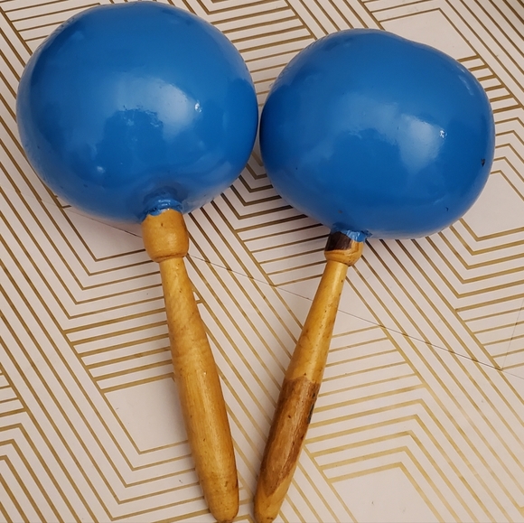 Handmade | Art | Vintage Maracas Hnd Painted Gourd Wood Handles Puerto ...